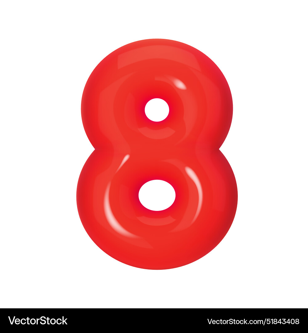 3d red number 8 isolated on white background Vector Image