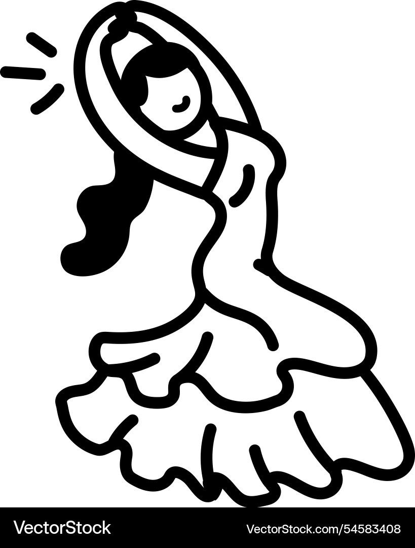 A hand drawn icon of dancing lady Royalty Free Vector Image