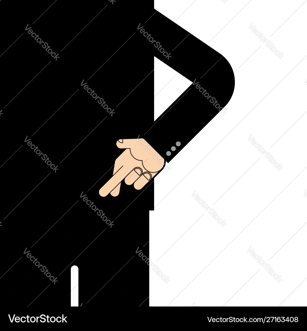 Behind crossed fingers symbol deception Royalty Free Vector