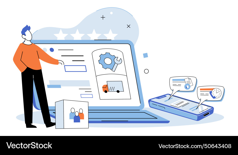 Business services implementing efficient system Vector Image