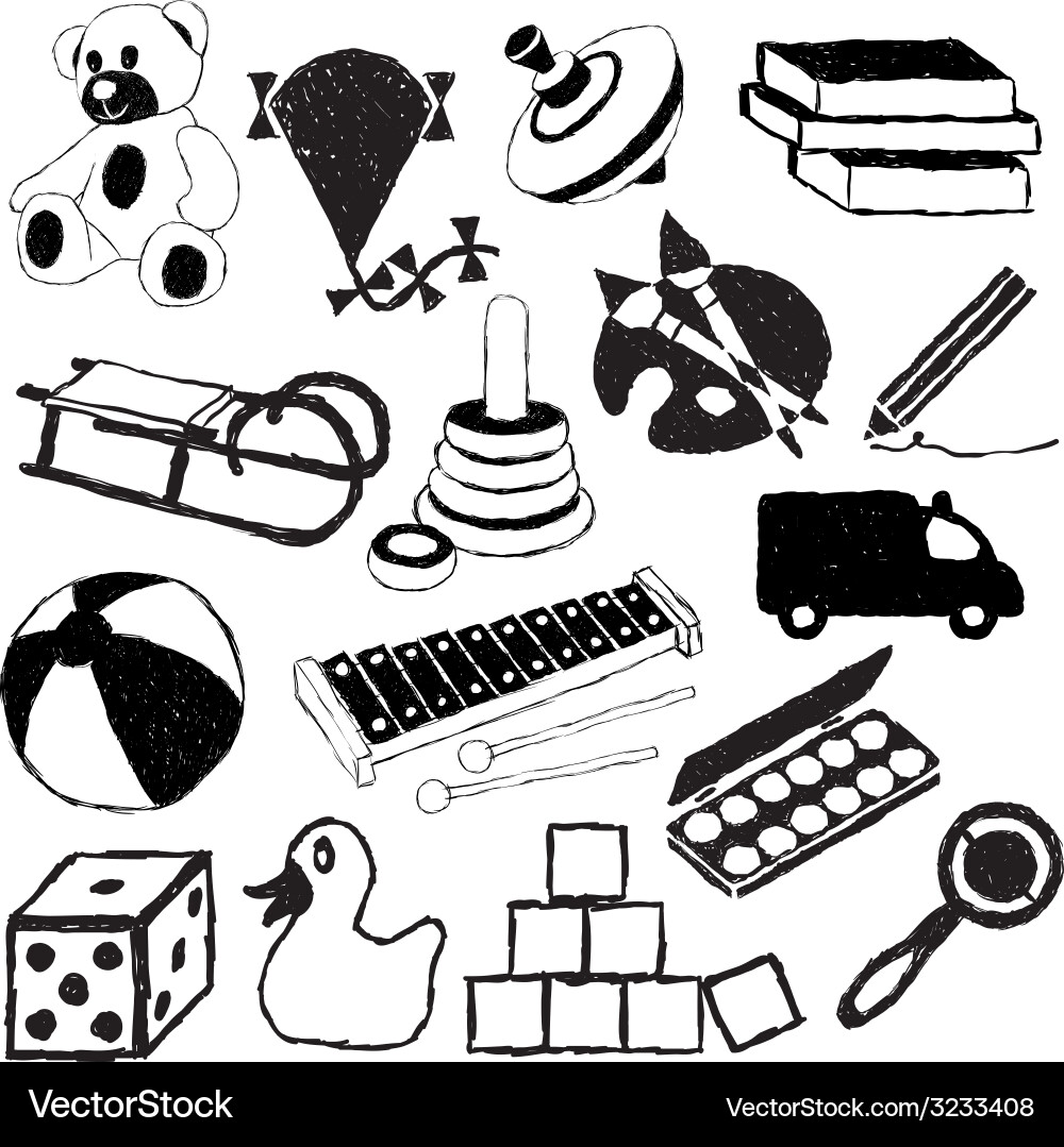 Doodle Toys Lizenzfreies Vektorbild - VectorStock