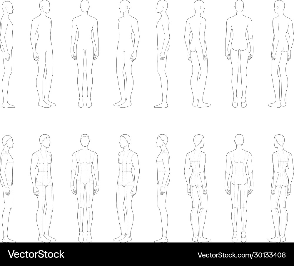 Fashion template 16 standing men Royalty Free Vector Image