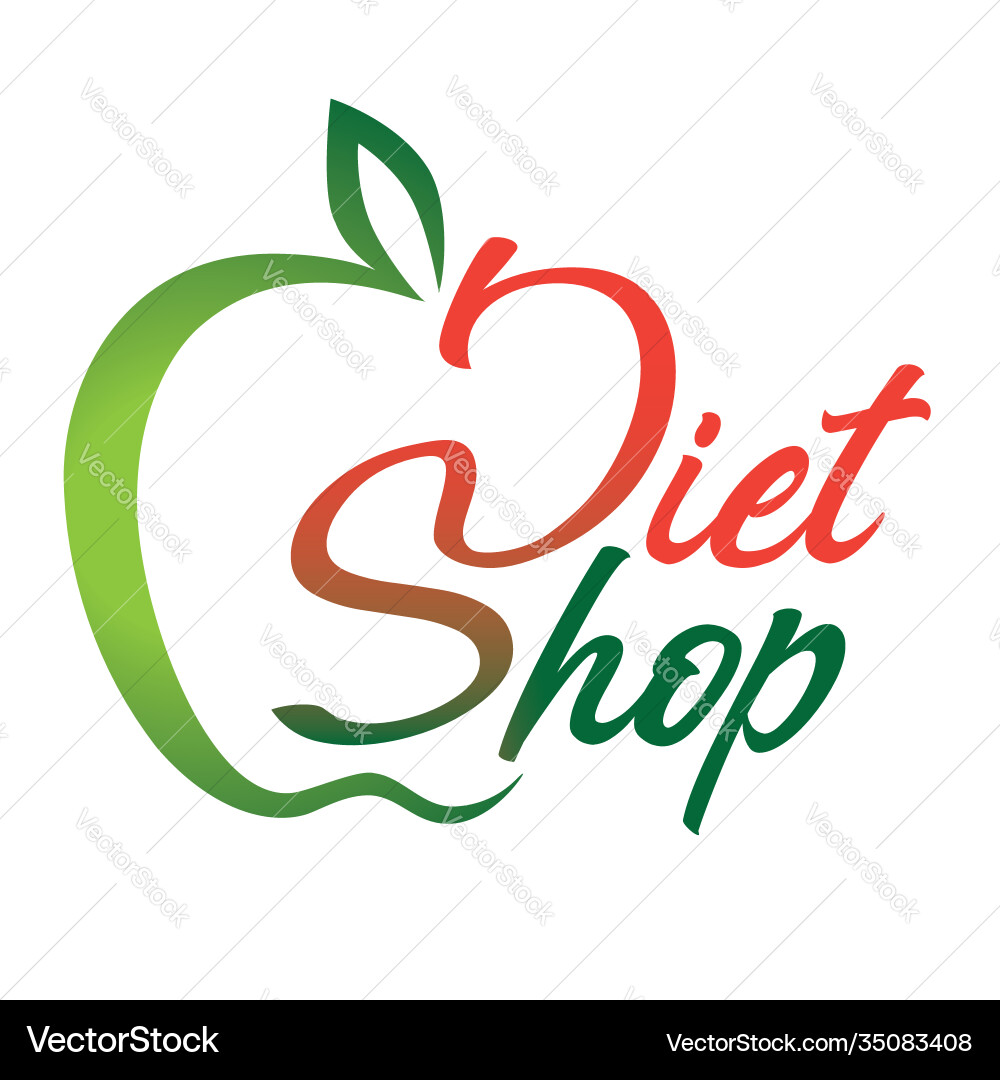 Fresh Apple Diet Shop Logo Royalty Free Vector Image