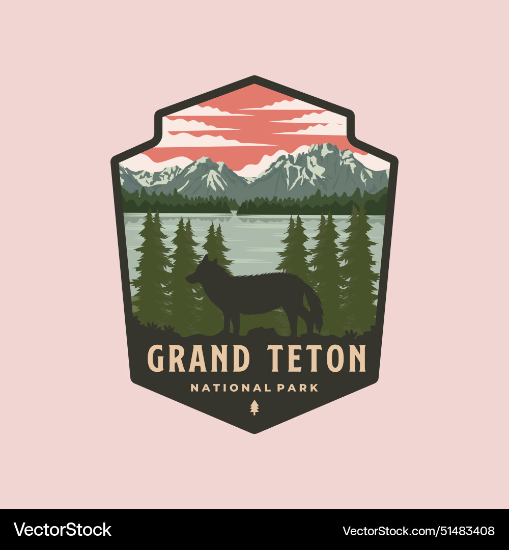 Grand teton national park emblem patch logo Vector Image