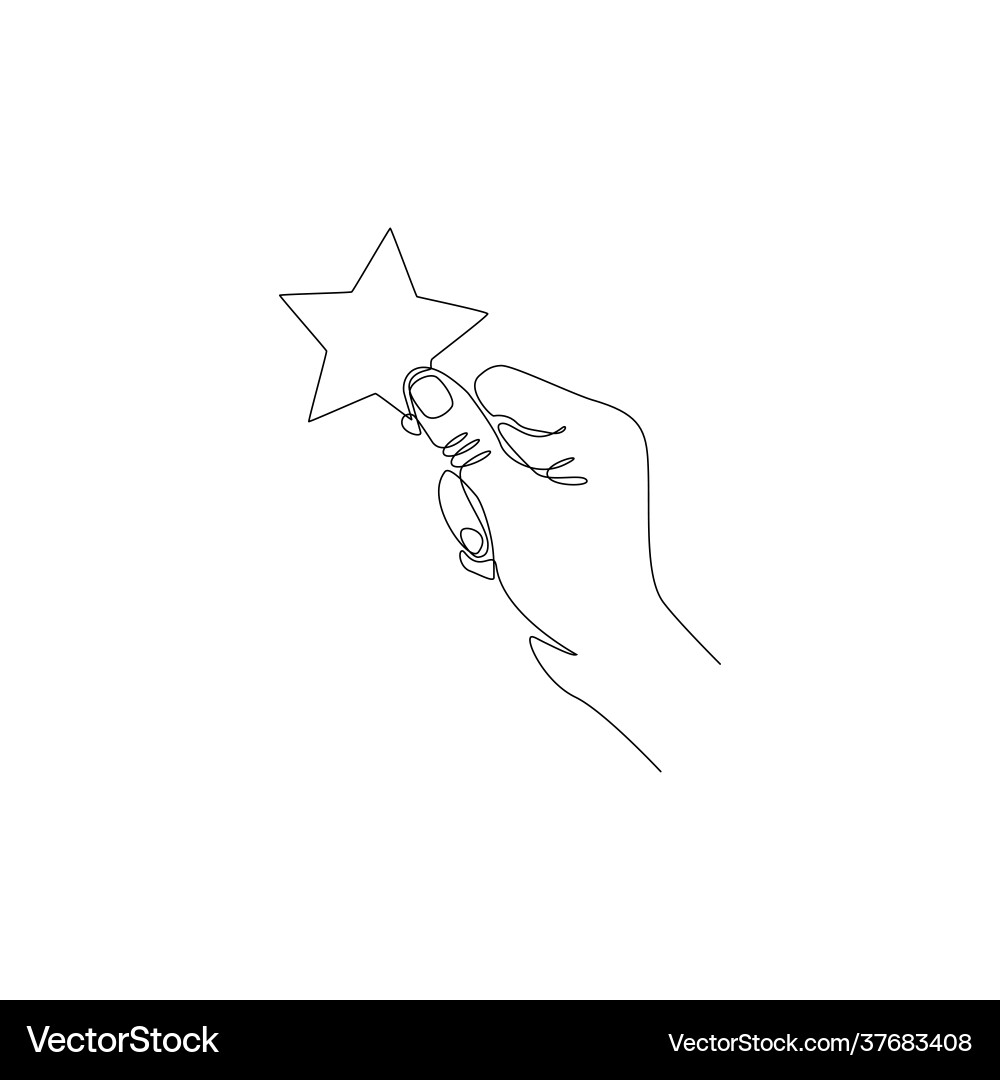Hand with Star Rating Line Art Royalty Free Vector Image