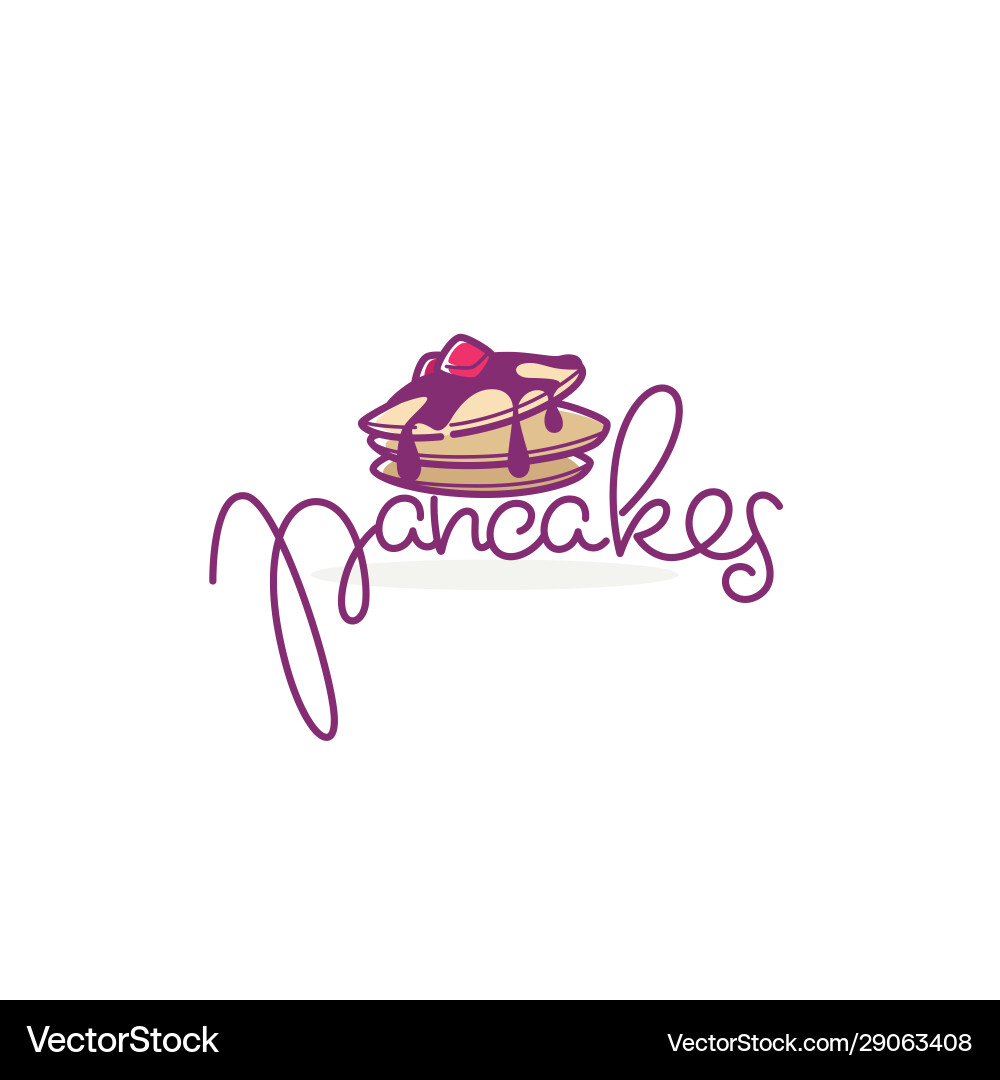 Home made pancakes logo template doodle style Vector Image