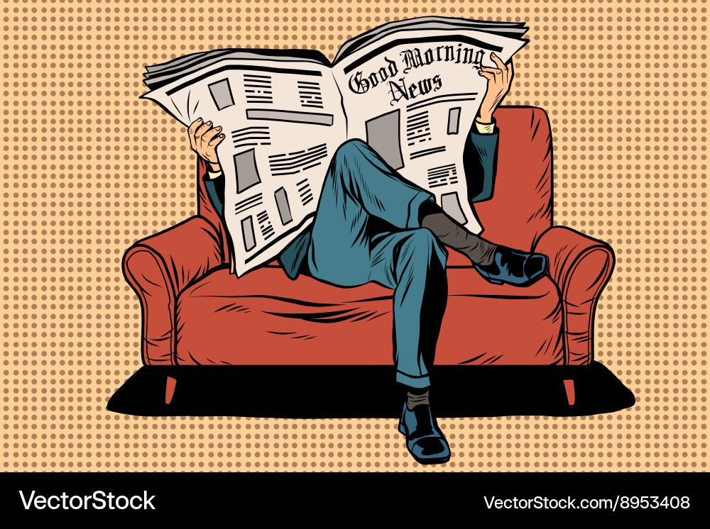 Morning paper reads man Royalty Free Vector Image