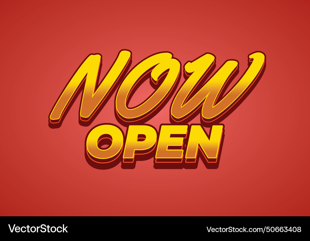 Now open text effect in yellow red color with 3 Vector Image