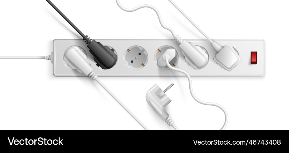 Realistic power extension cord with plugs Vector Image