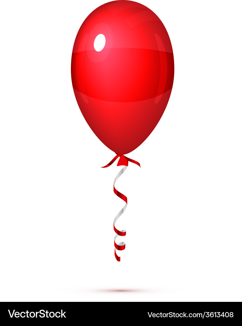 Red balloon with ribbon isolated on white Vector Image