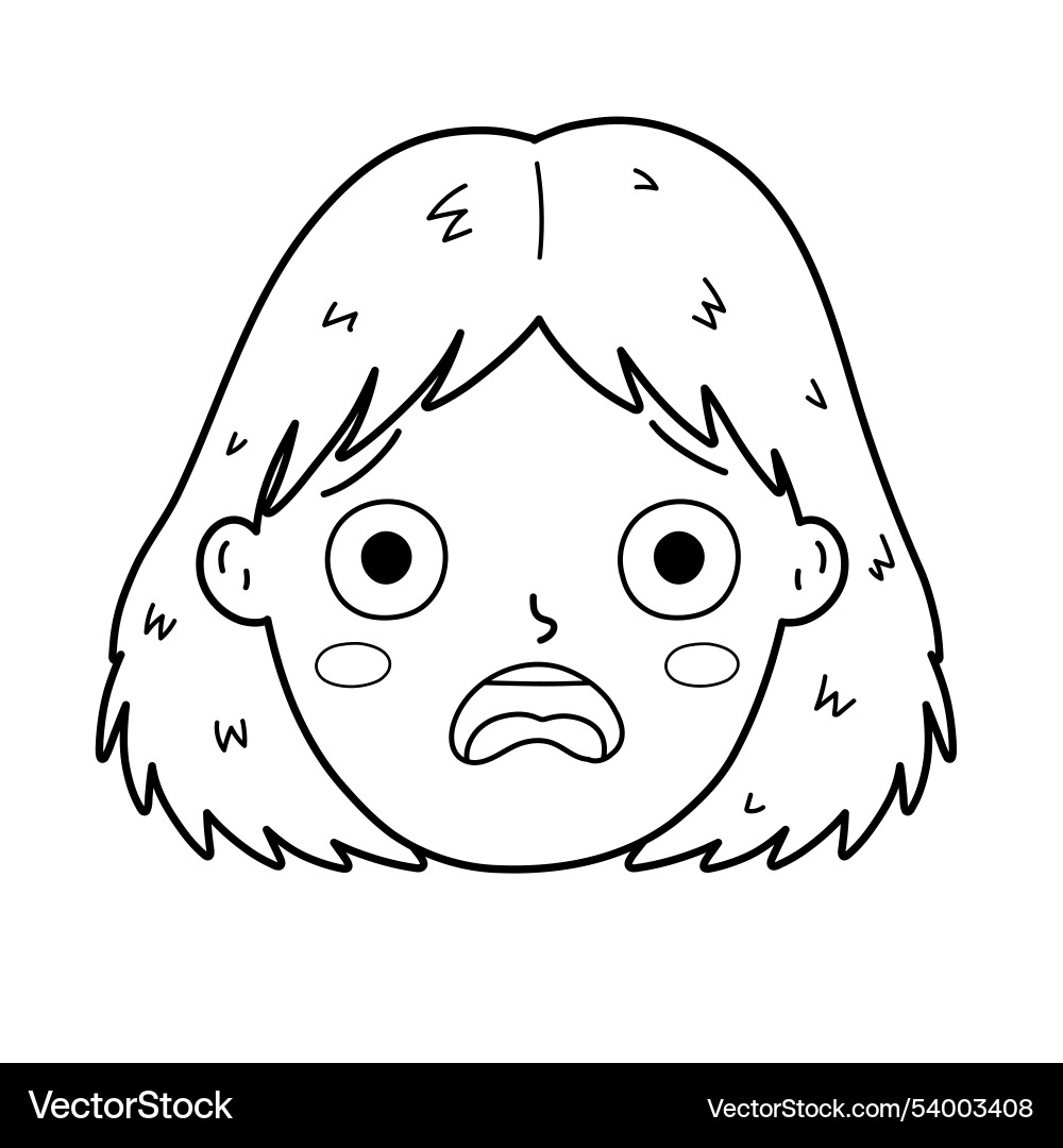 Scared girl black and white face Royalty Free Vector Image