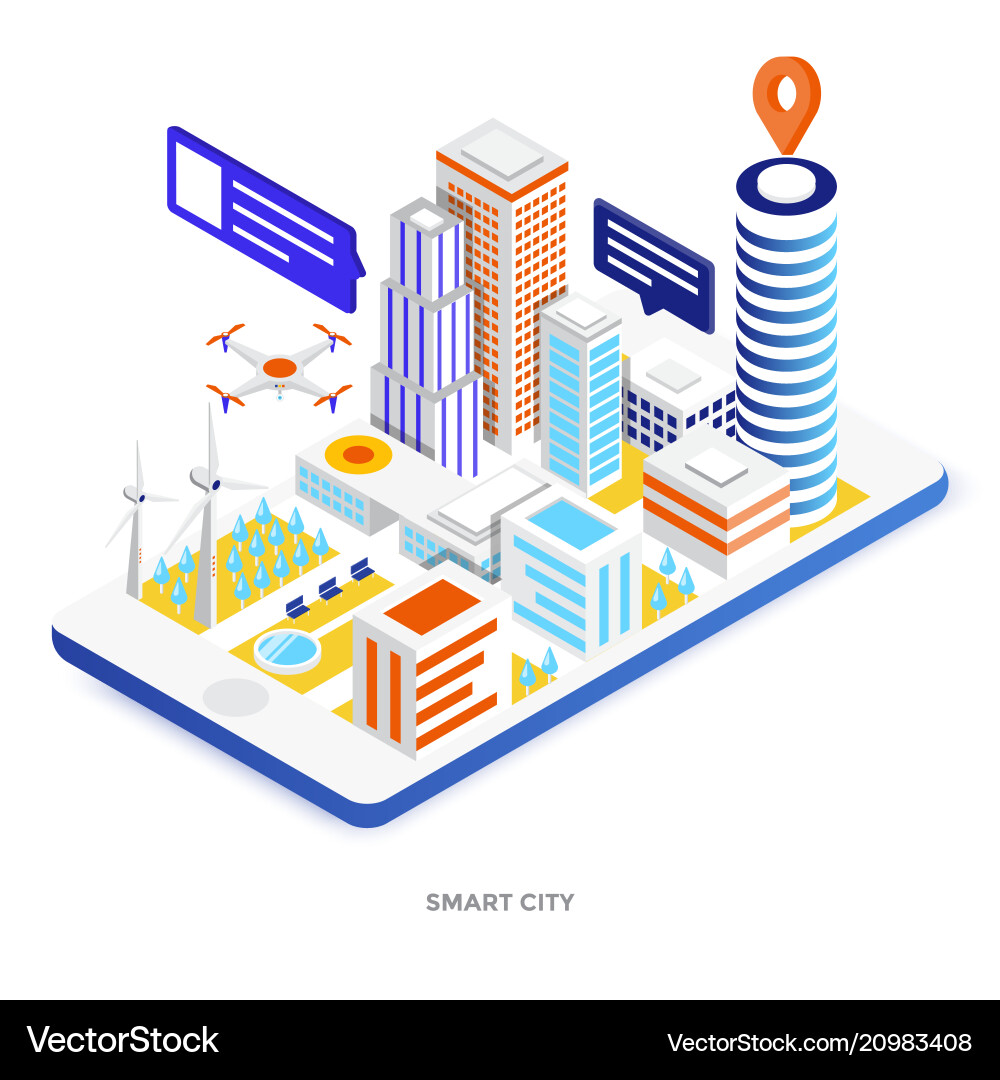 Smart City Isometric Concept Royalty Free Vector Image