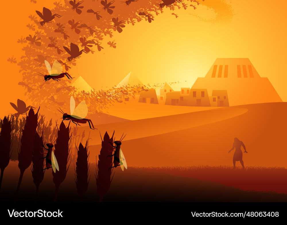 Ten plagues of egypt eighth plague Royalty Free Vector Image