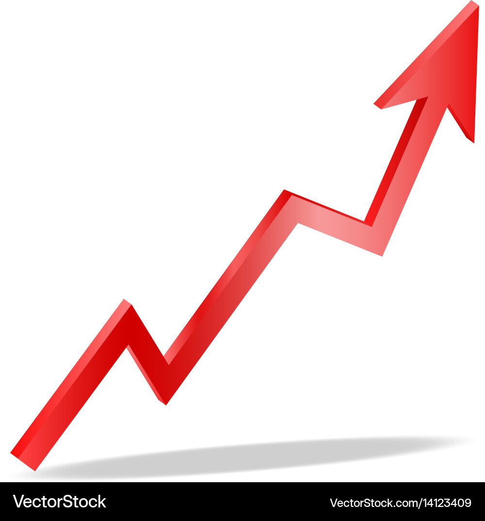 3d red arrow grow symbol risk Royalty Free Vector Image