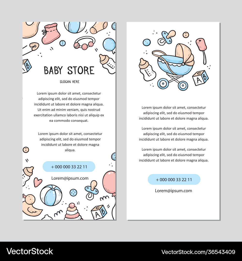 Baby store flyer template with thing Royalty Free Vector