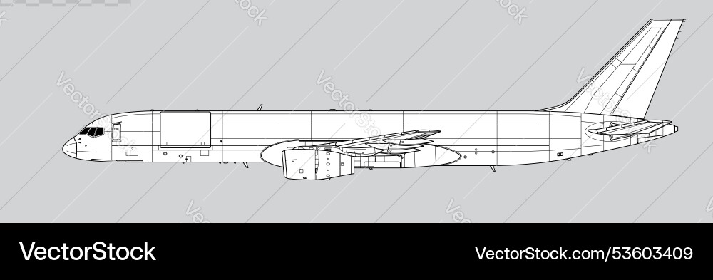 Boeing 757-200 Freighter Side View Royalty Free Vector Image