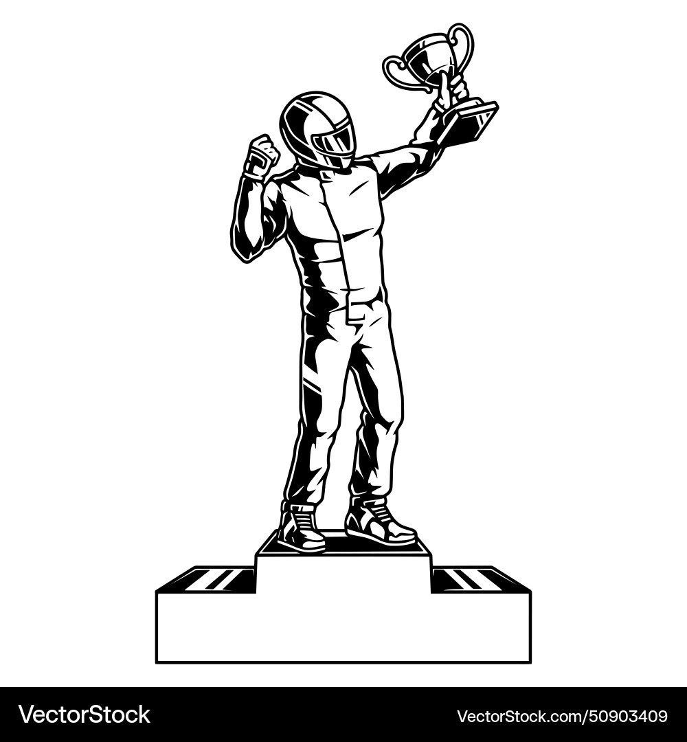 Car racer winner element monochrome Royalty Free Vector