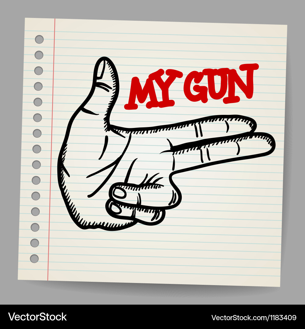 Cartoon gun two fingers sign Royalty Free Vector Image
