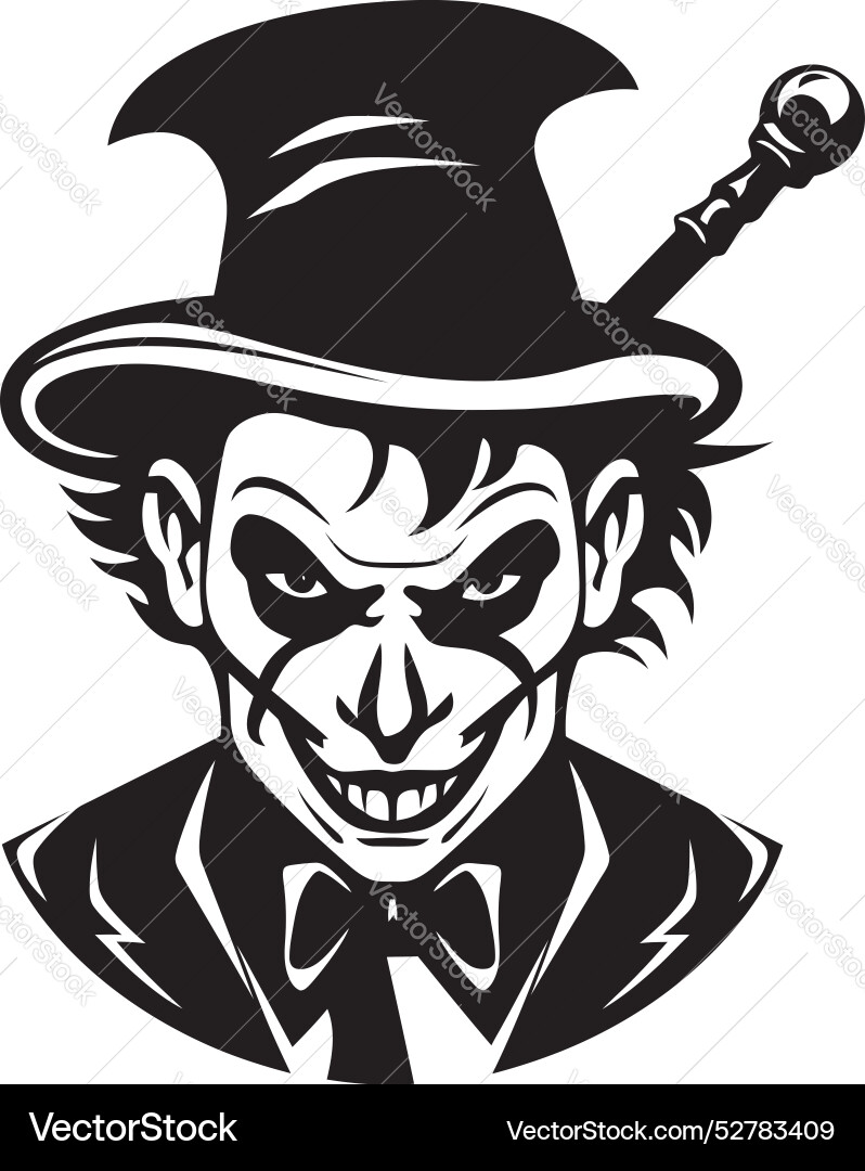 Cryptic carnival eerie clown icon spooky Vector Image