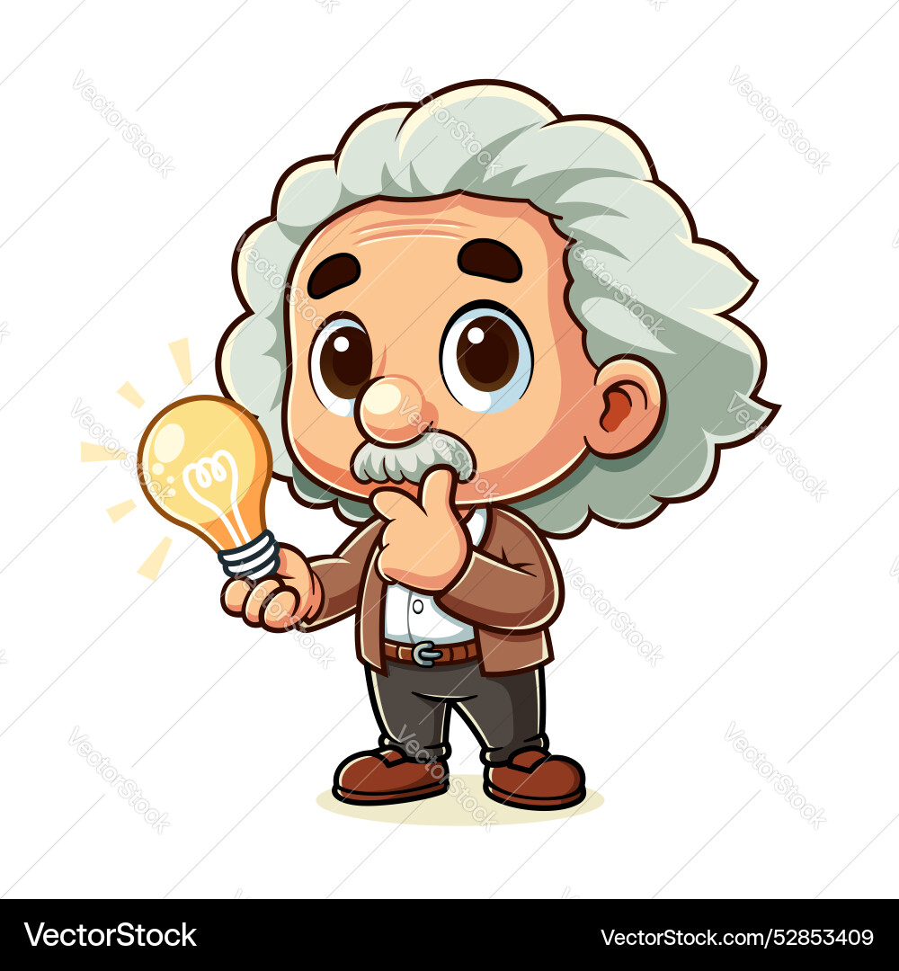 Cute old scientist cartoon character holding Vector Image