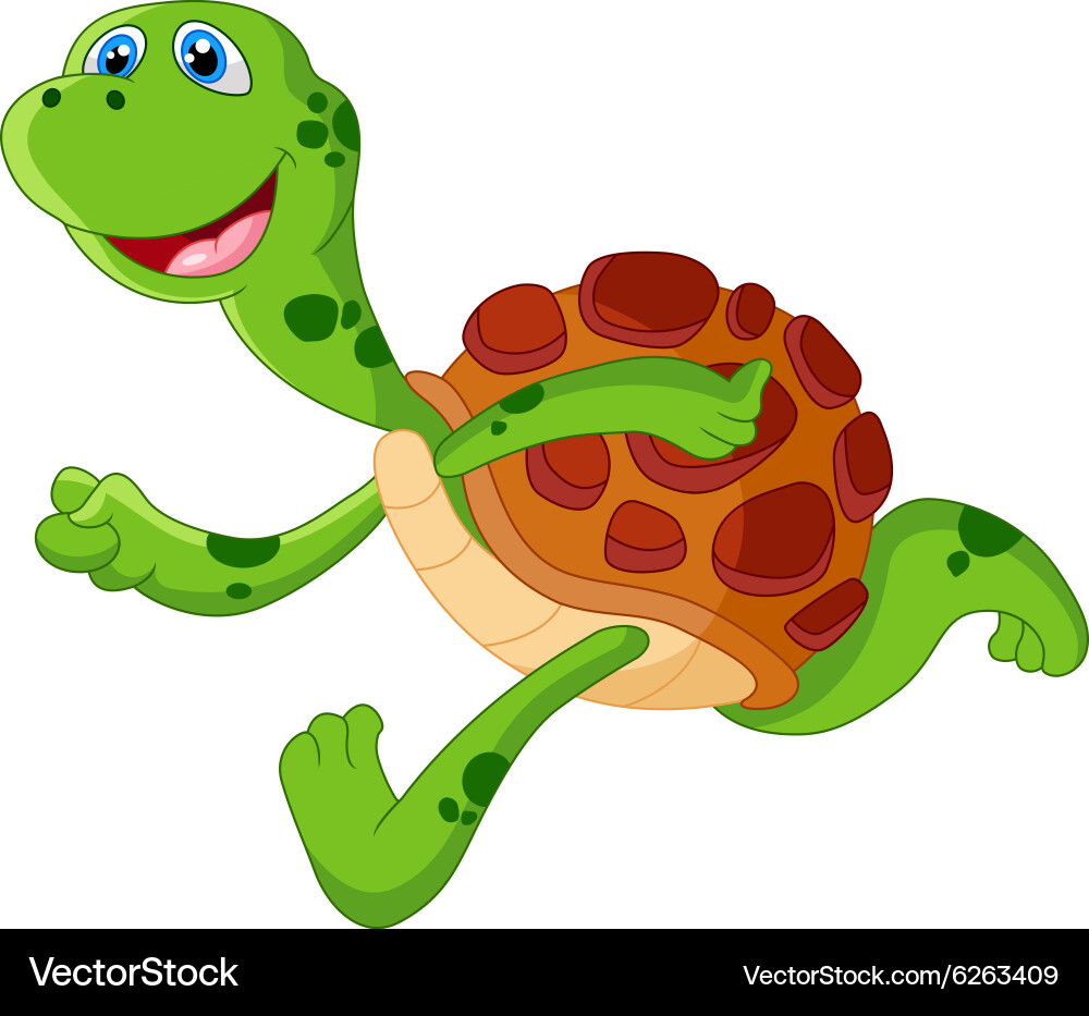 Cute turtle cartoon run Royalty Free Vector Image
