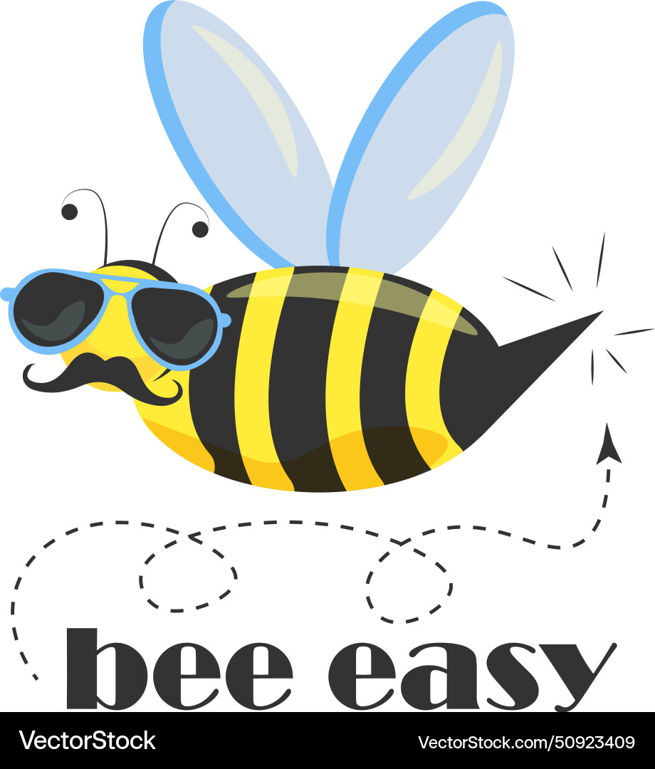 Funny bee male character with mustache pilot sun Vector Image