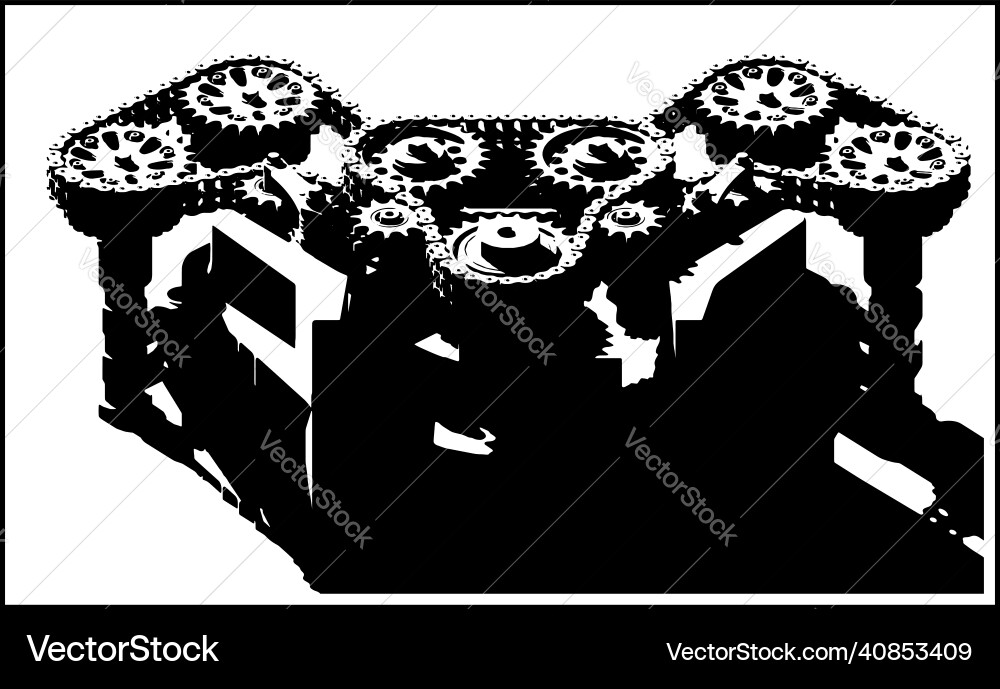 Gear chain drive mechanism Royalty Free Vector Image