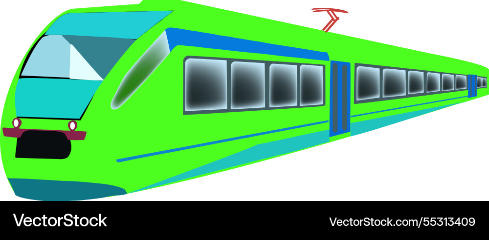 Modern green high speed train on tracks Royalty Free Vector