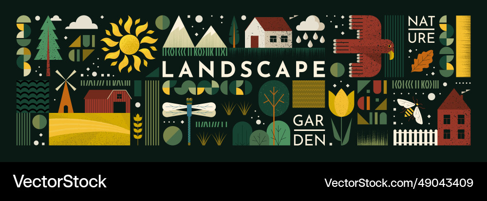 Nature pattern geometric farm landscape garden Vector Image