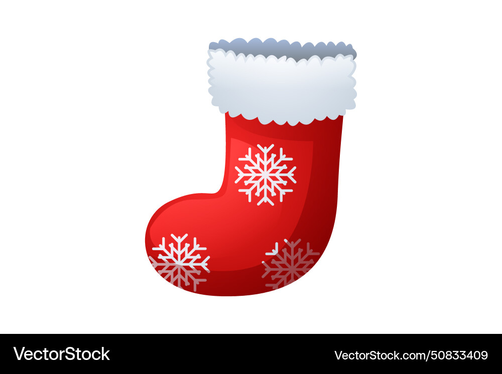 Red christmas sock sticker design Royalty Free Vector Image