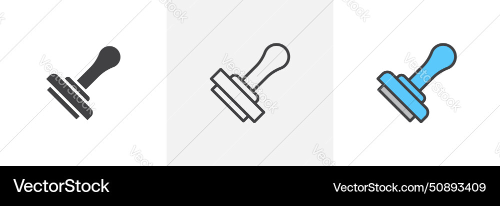 Rubber Stamp Icon Set Approval Seal Authority Vector Image