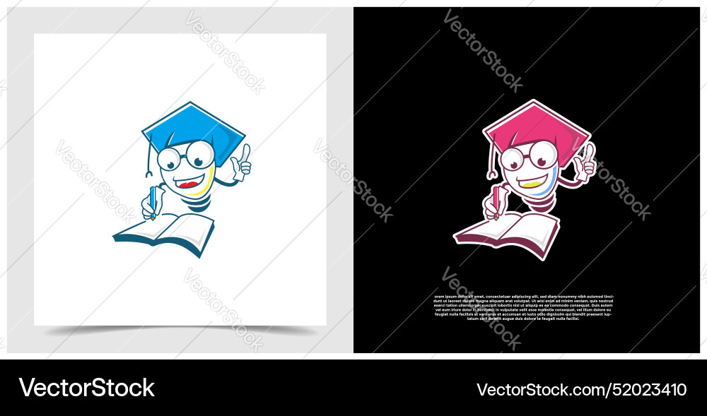 Cute education cartoon mascot logo Royalty Free Vector Image