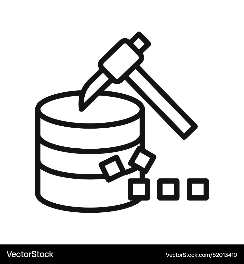 Data mining icon black line art Royalty Free Vector Image