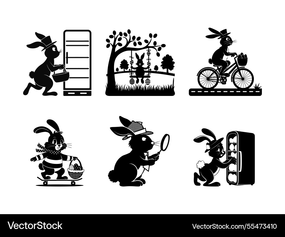 Easter Bunny Silhouette with Eggs Royalty Free Vector Image