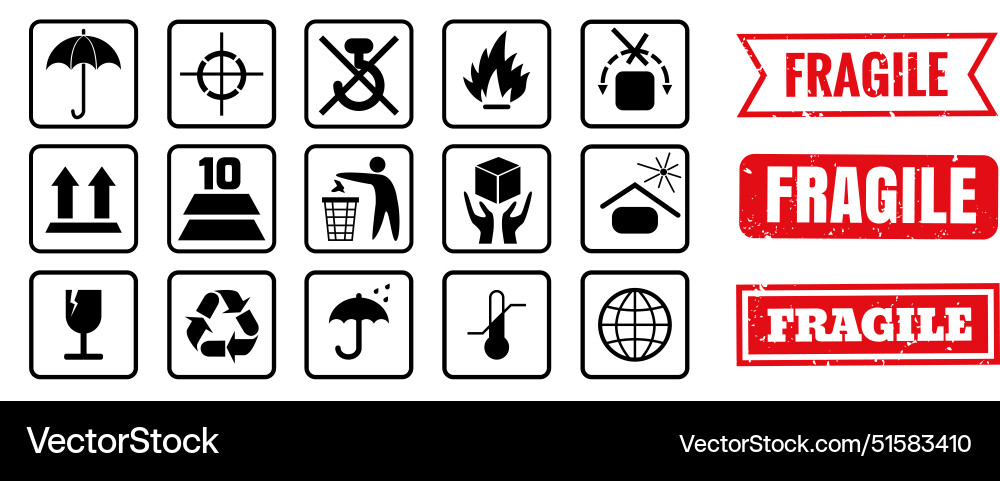 Fragile sticker sign easy to modify isolated Vector Image