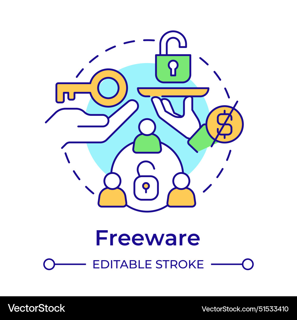 Freeware multi color concept icon Royalty Free Vector Image