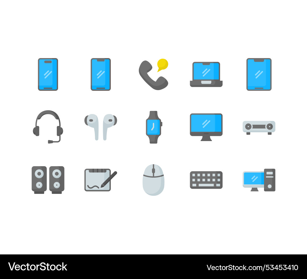 Gadgets and electronics icon pack Royalty Free Vector Image