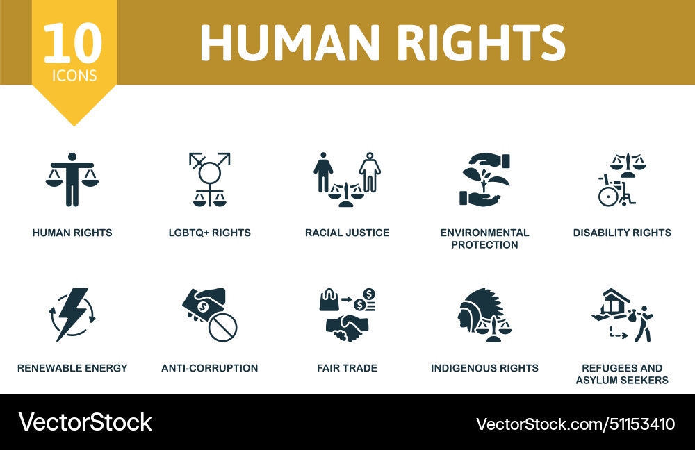 Human rights set creative icons Royalty Free Vector Image