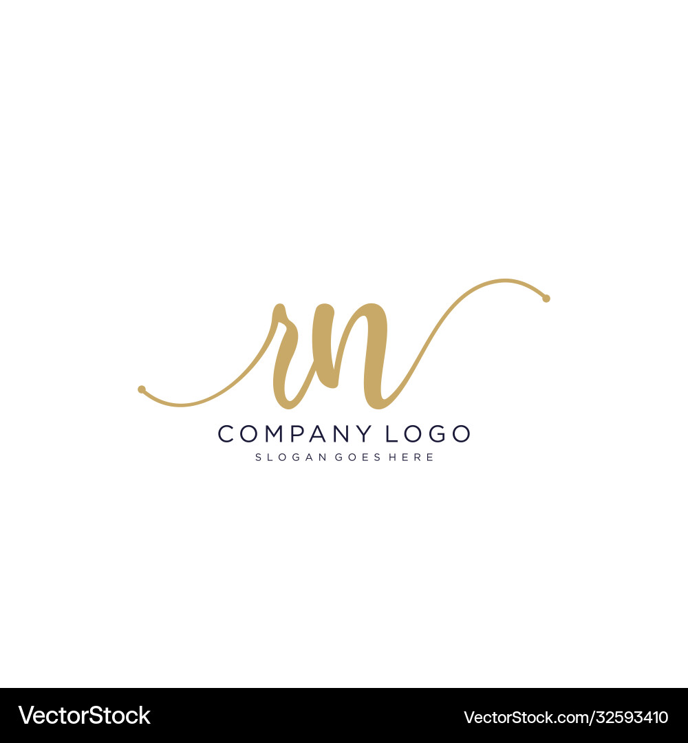 Rn initial handwriting logo design Royalty Free Vector Image