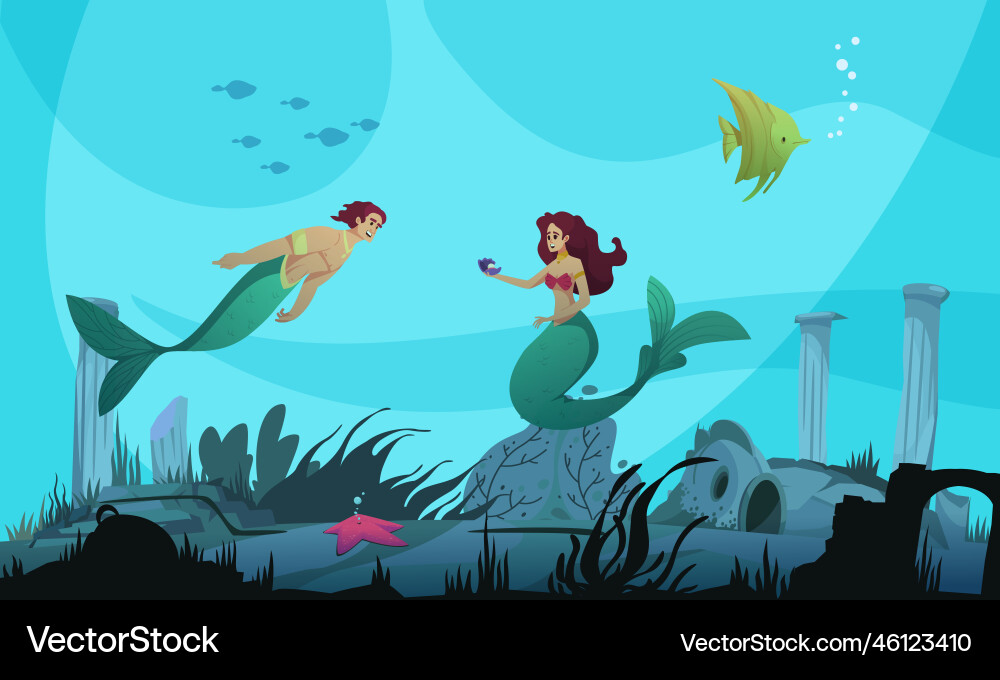 Underwater world mermaids Royalty Free Vector Image