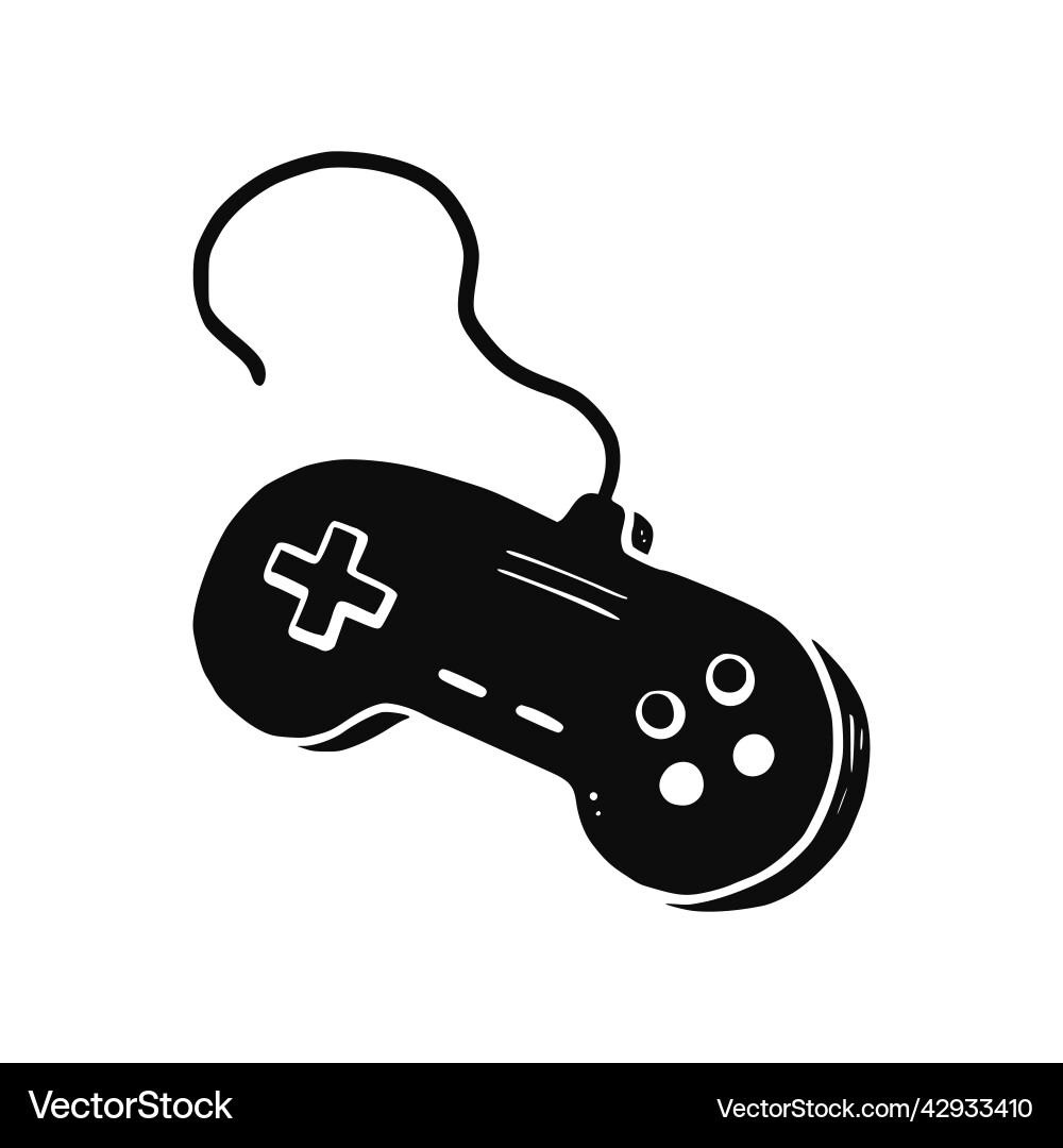 Video game joystick hand drawn doodle control Vector Image