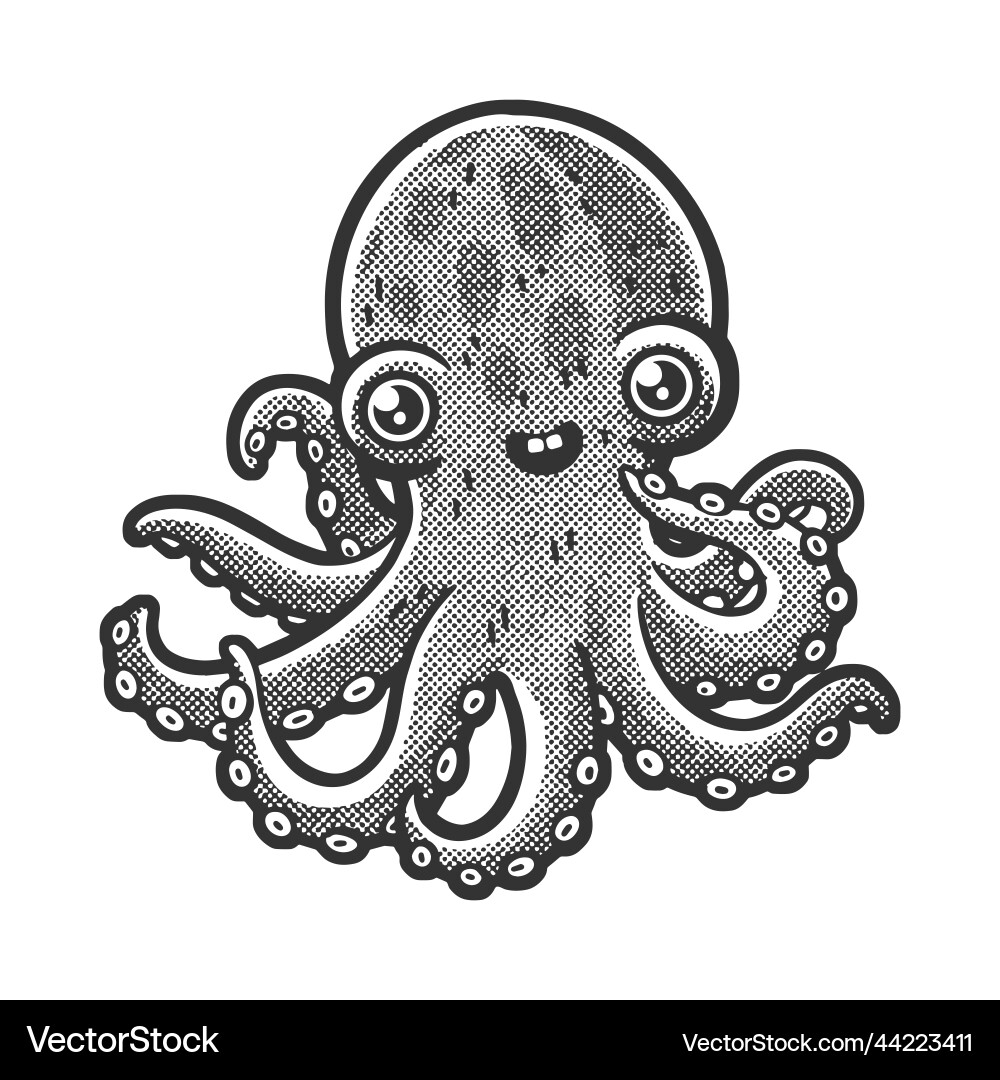 Cartoon octopus sketch Royalty Free Vector Image