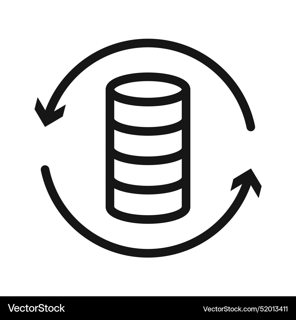 Data recovery icon black line art Royalty Free Vector Image