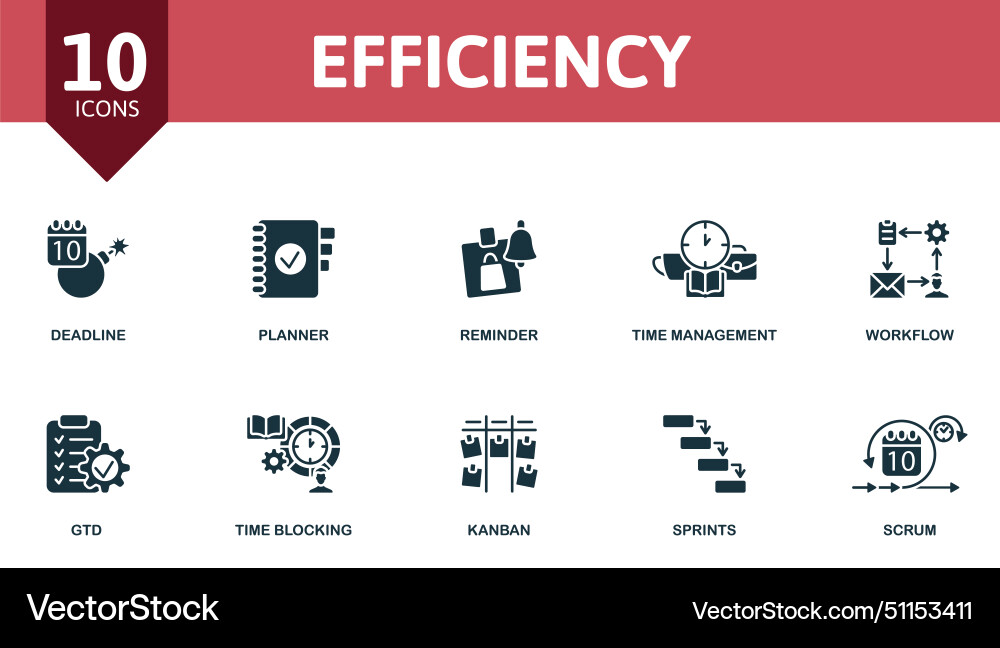 Efficiency set creative icons monochrome design Vector Image