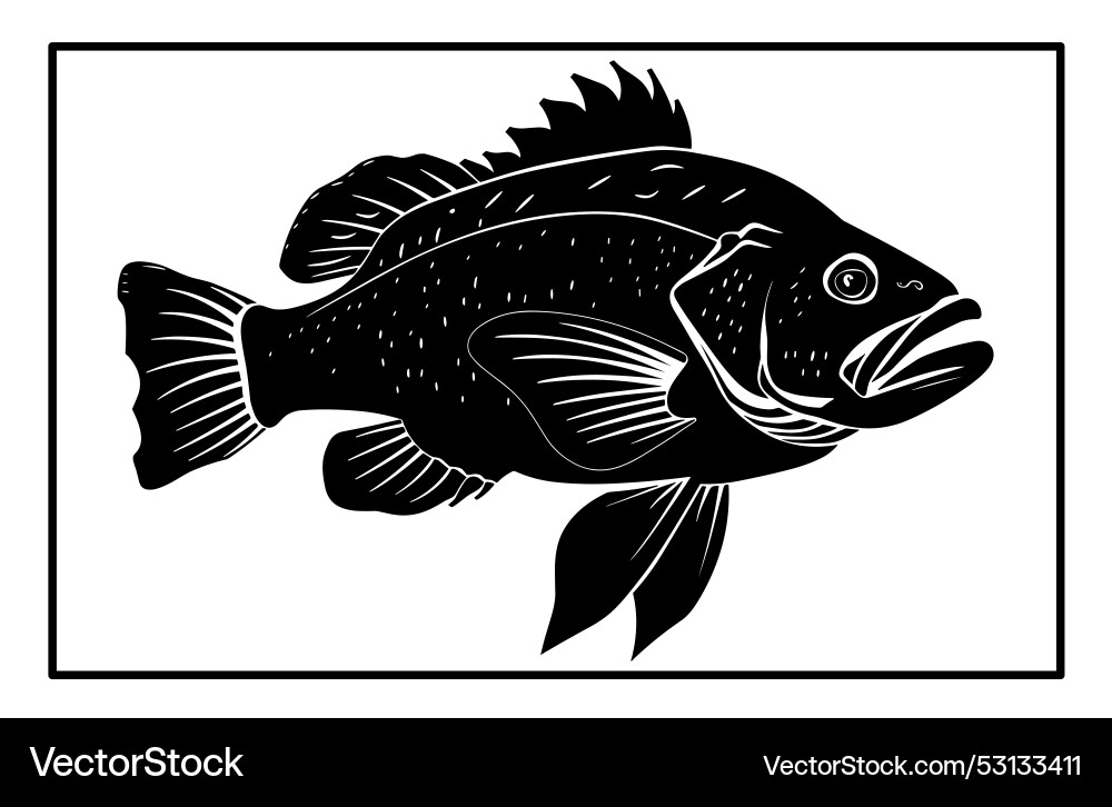 Grouper fish logo template silhouette Royalty Free Vector