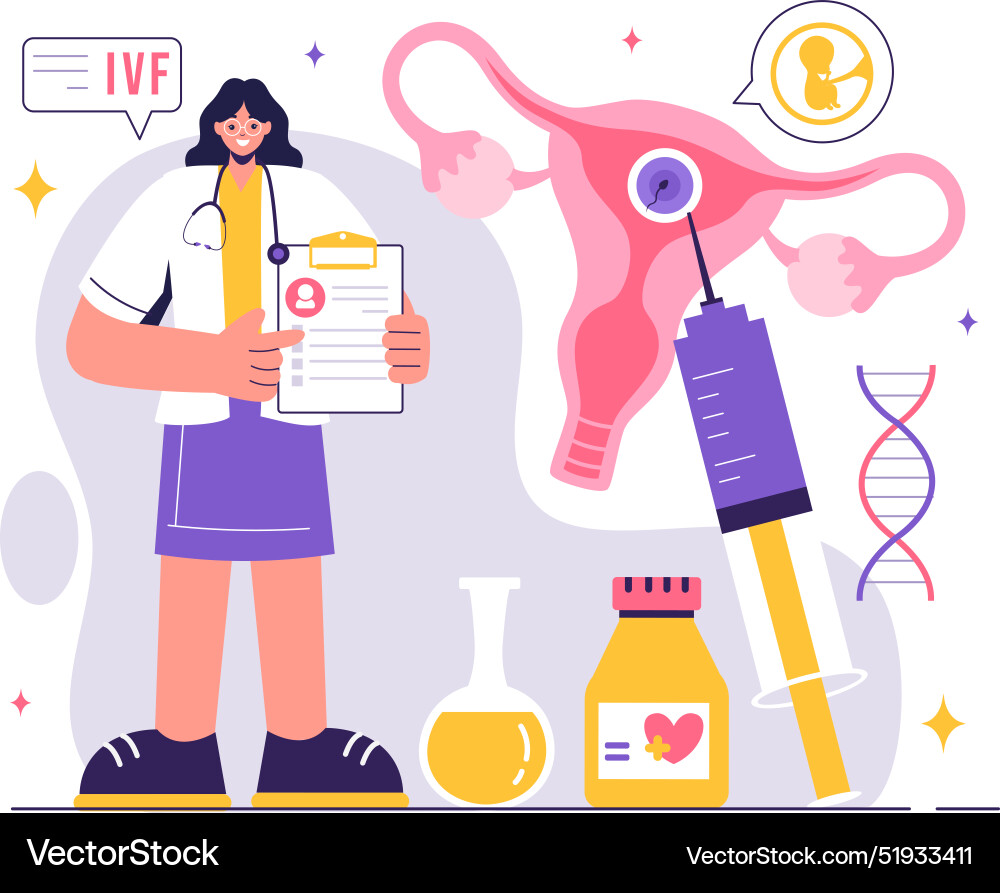 Ivf or in vitro fertilization for artificial Vector Image