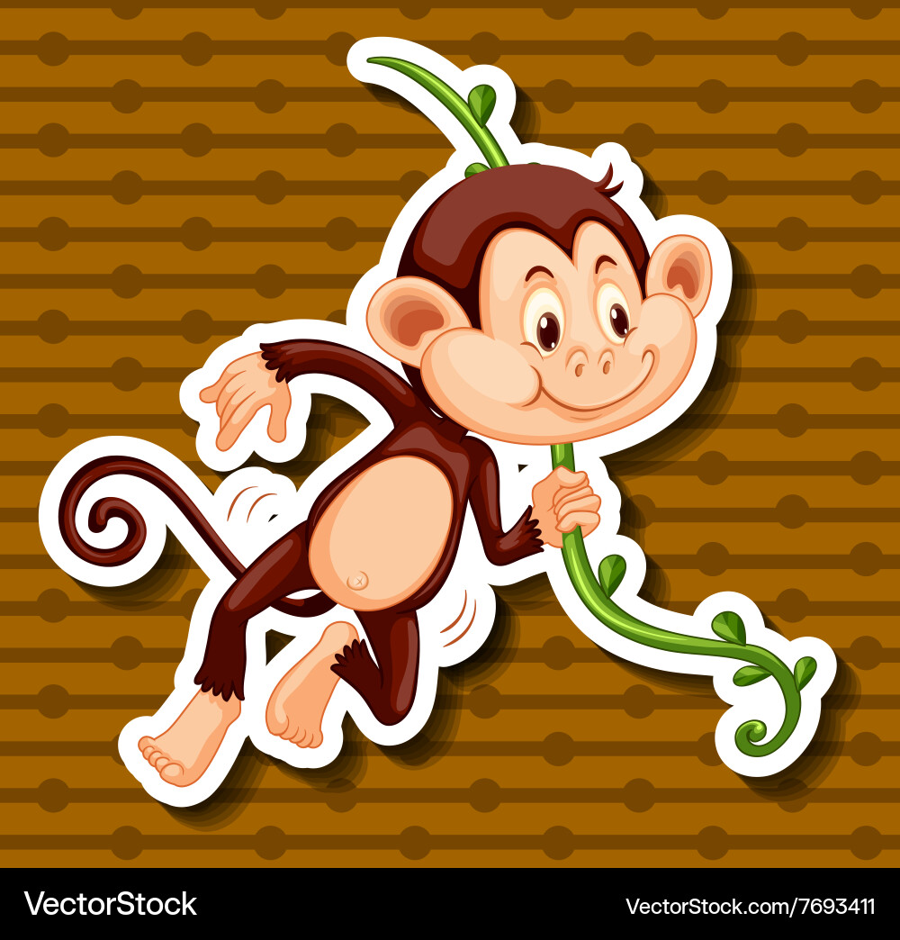 Little monkey hanging on the vine Royalty Free Vector Image