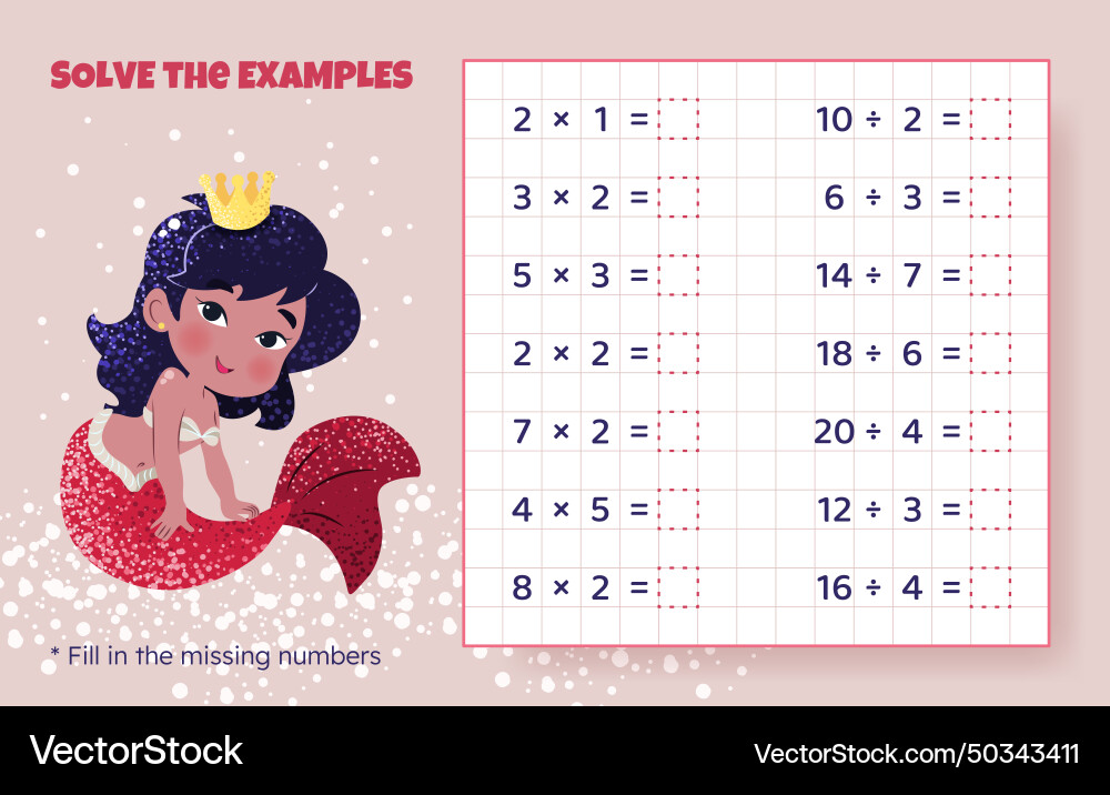 Math game for kids multiplication and division Vector Image