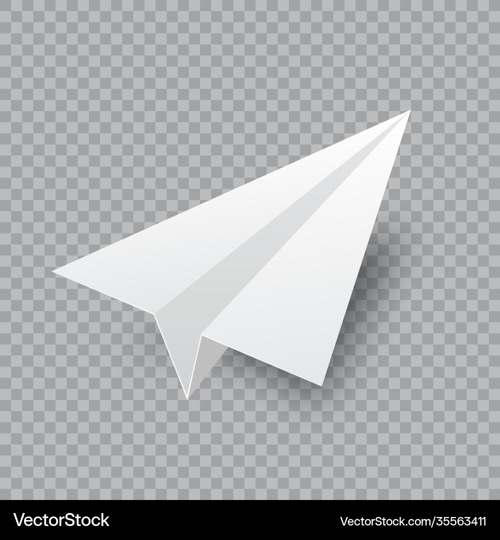 Realistic handmade paper plane on transparent Vector Image