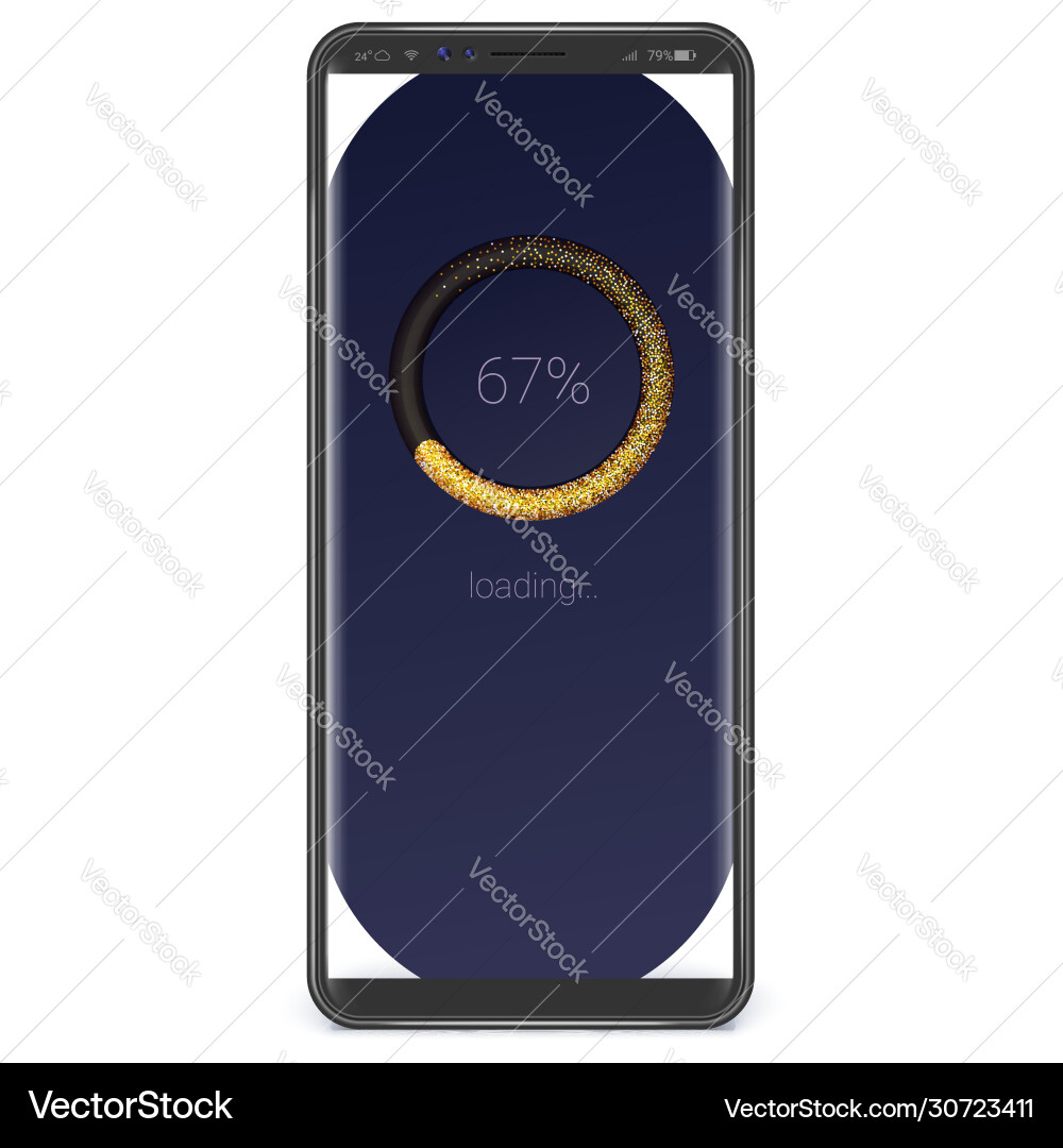 Realistic smart phone with load or download bar Vector Image